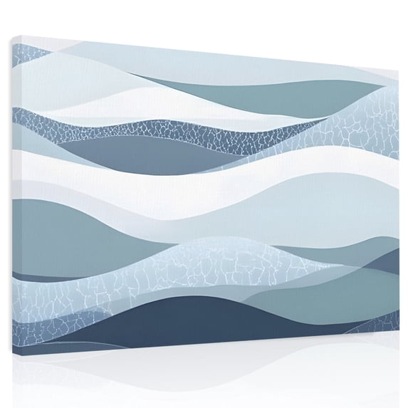 Abstract Canvas Print Wall Art, Sea Wave Geometric Blue Grey Gradient ...