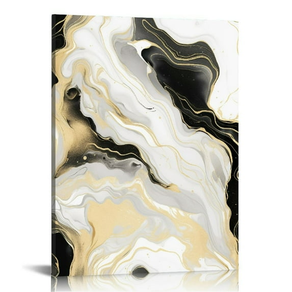 Abstract Canvas Wall Art, Black Gold Marble Wall Art Paintings for ...