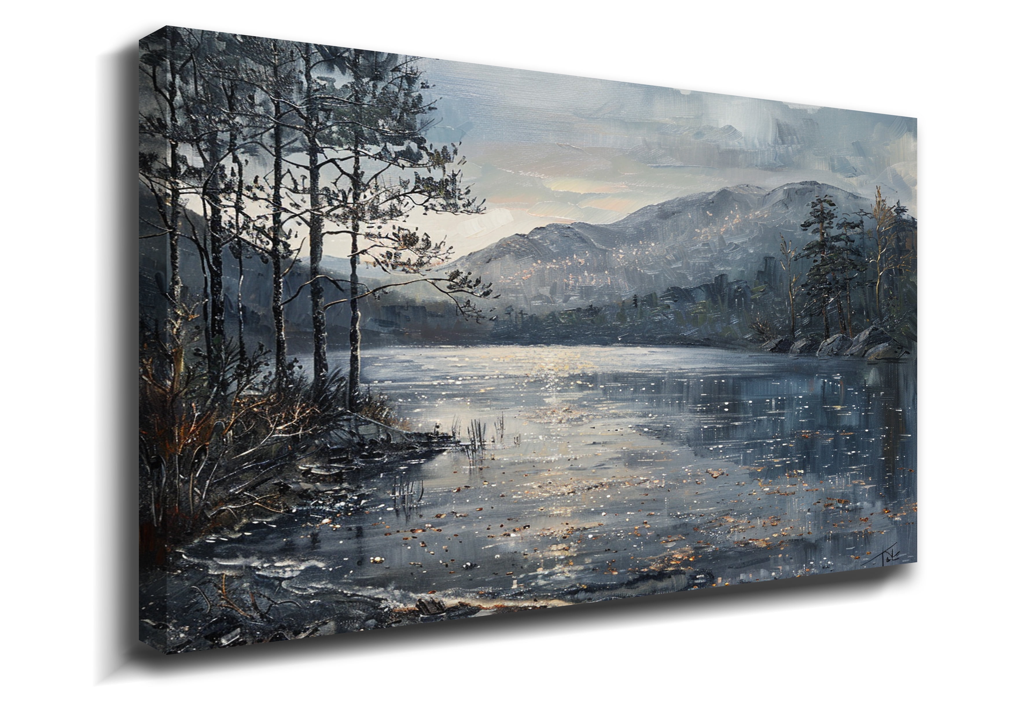 Abstract Canvas Wall Art Crater Lake Landscape Painting Wall Decor For ...