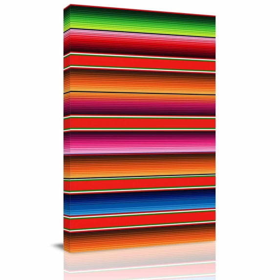 Abstract Canvas Wall Art for Living Room, Colorful Mexican Stripe Red ...