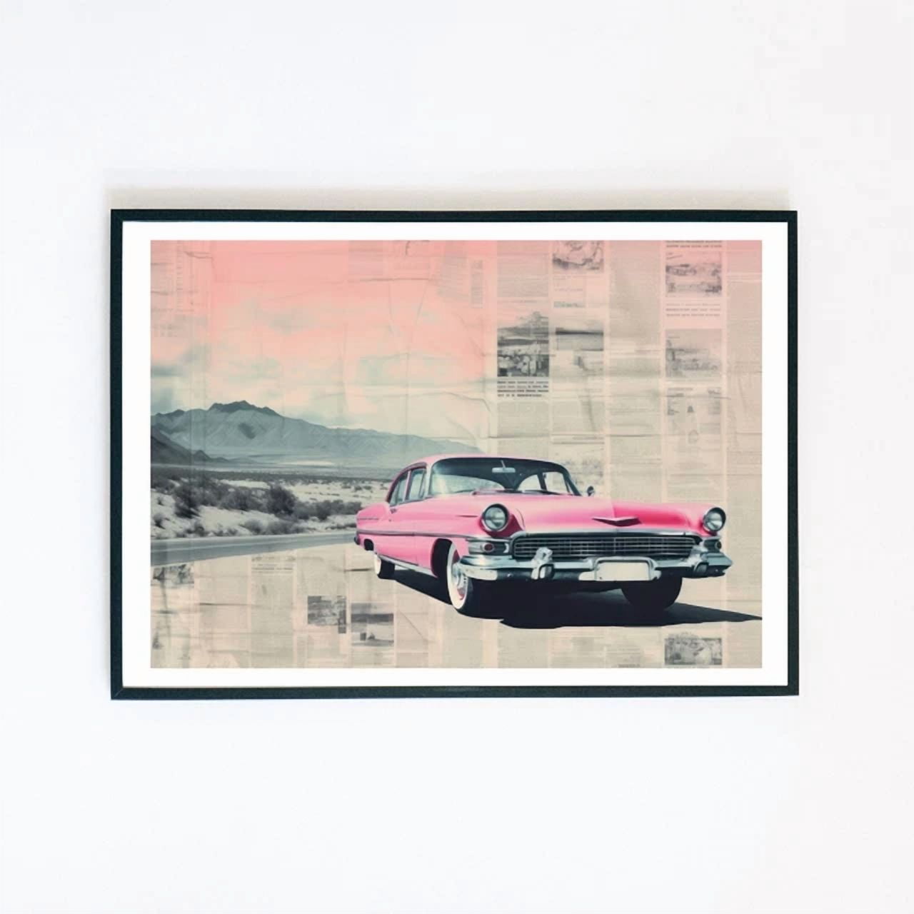 Abstract Car Pop Art Newspaper Retro Collage Illustration 7X5 Wall Art ...