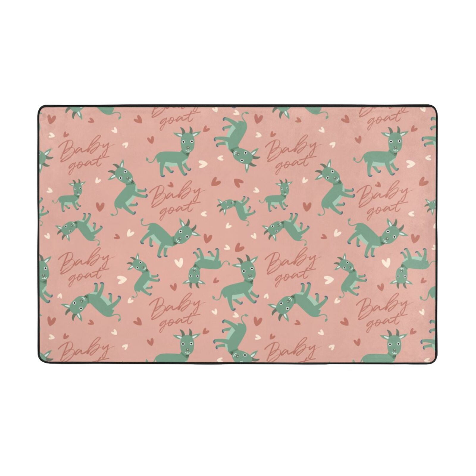 Abstract Cartoon Cute Goat Green Indoor Door Mat, Bedroom Rug & Carpets ...