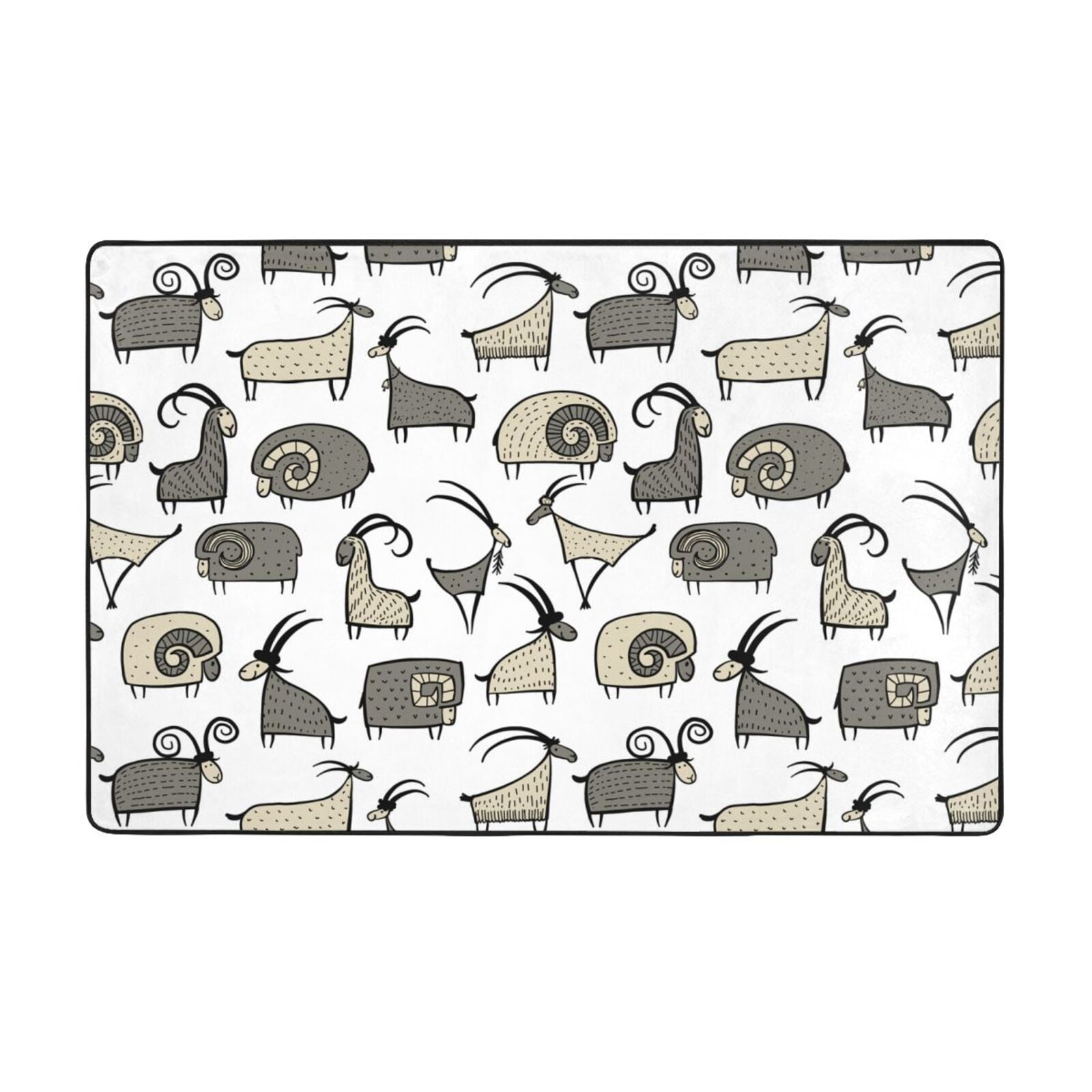 Abstract Cartoon Cute Goat Indoor Door Mat, Bedroom Rug & Carpets ...