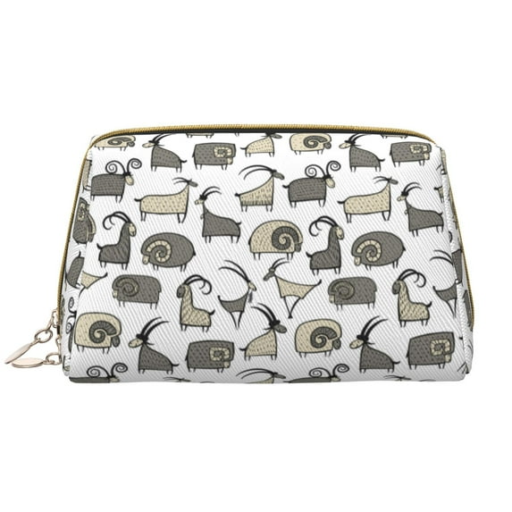 Abstract Cartoon Cute Goat Makeup Bag, Large Capacity Cosmetic Bag ...