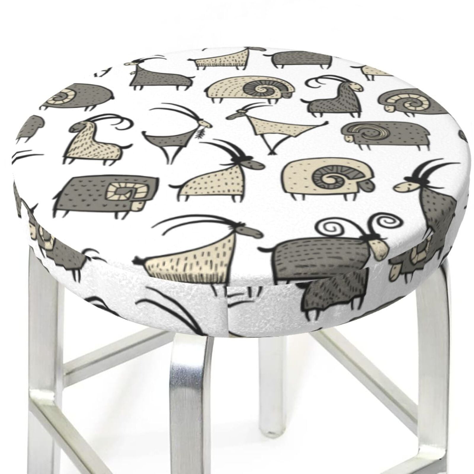 Abstract Cartoon Cute Goat Round Bar Stool Covers, Soft Velvet Bar ...