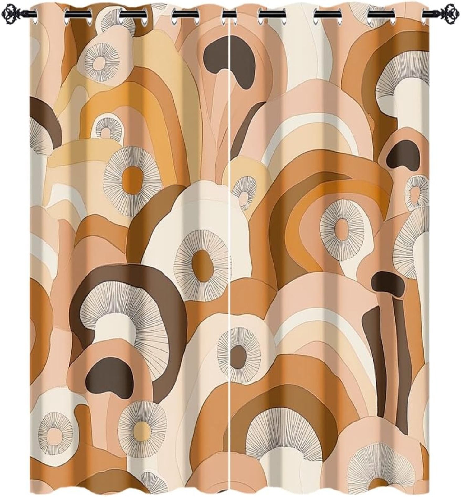 Abstract Cartoon Mushroom Curtains For Living Room Bedroom Watercolor ...