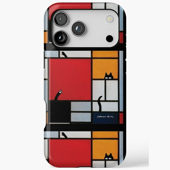 Abstract Cat Art Protective Cover for iPhone 11 12 13 14 15 16 17 Pro ...