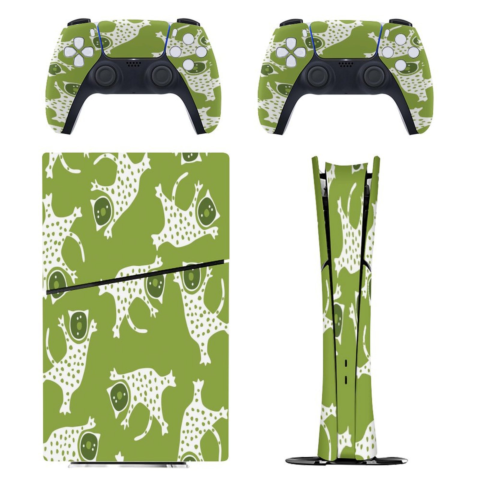 Abstract, Cat, Green PS5/PS5 Slim Digital Disc Skin Sticker For Console ...