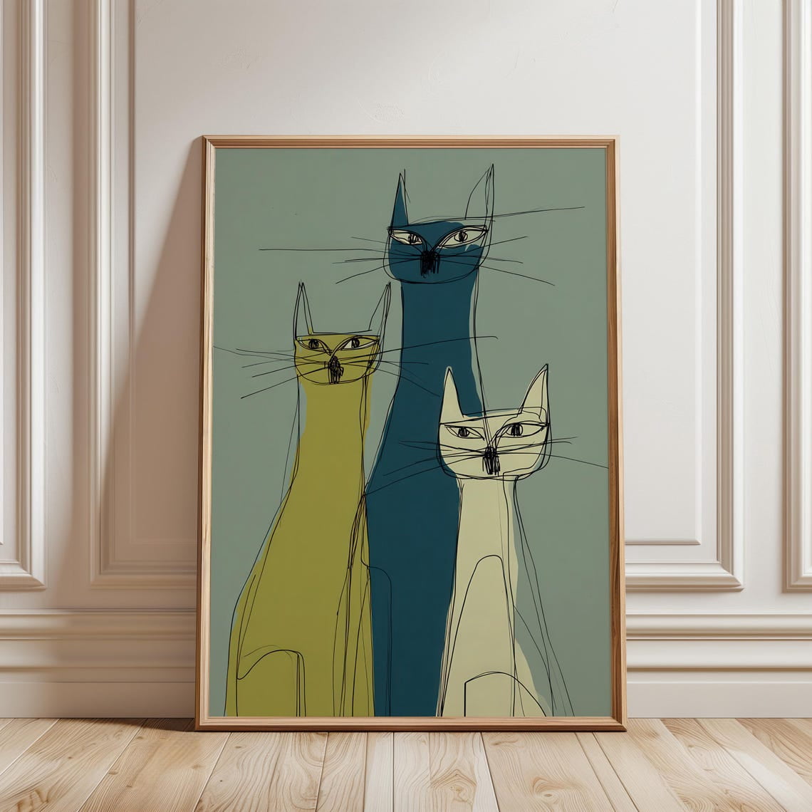 Abstract Cat Illustration Modern Feline Contemporary Animal Artwork ...