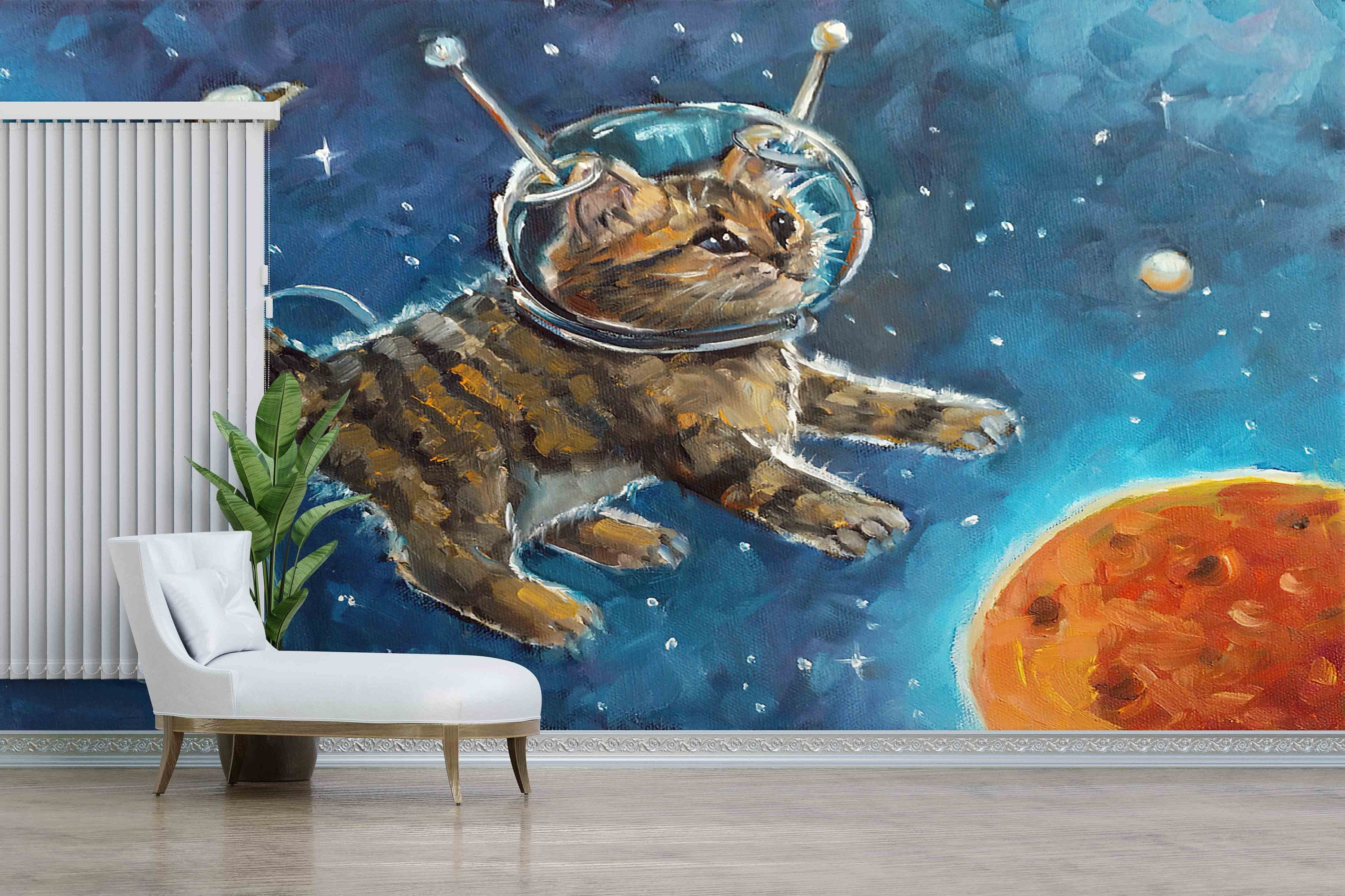 Abstract Cat Mural, Modern Wallpaper, Paper Wall Art Kids Wallpaper ...