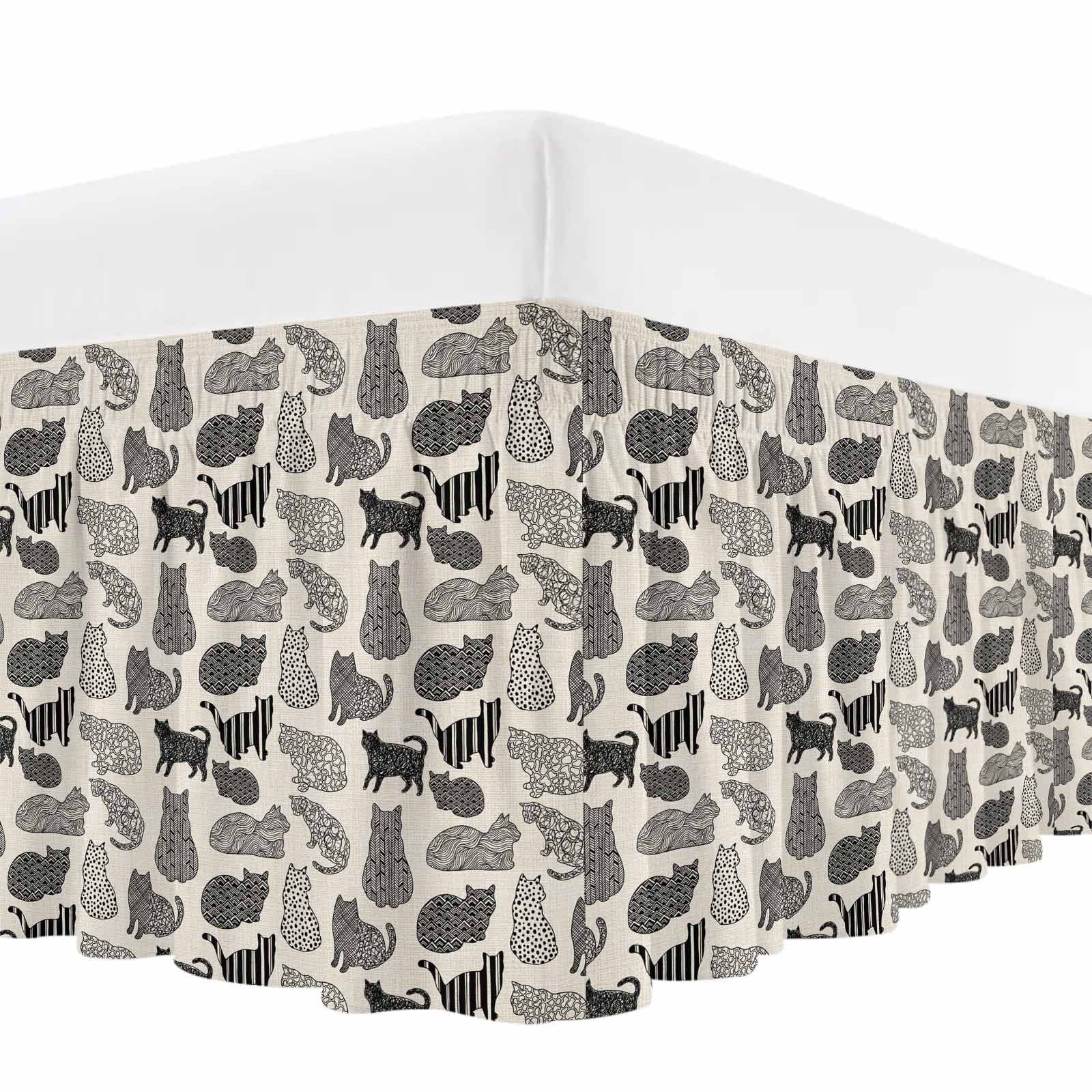 Abstract Cats Bed Skirt Bed Skirts Queen Size 16 Inch Drop, Vintage ...