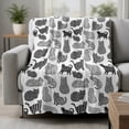 Abstract Cats Fleece Throw Blanket Gray Black Striped Cat Animal Modern ...