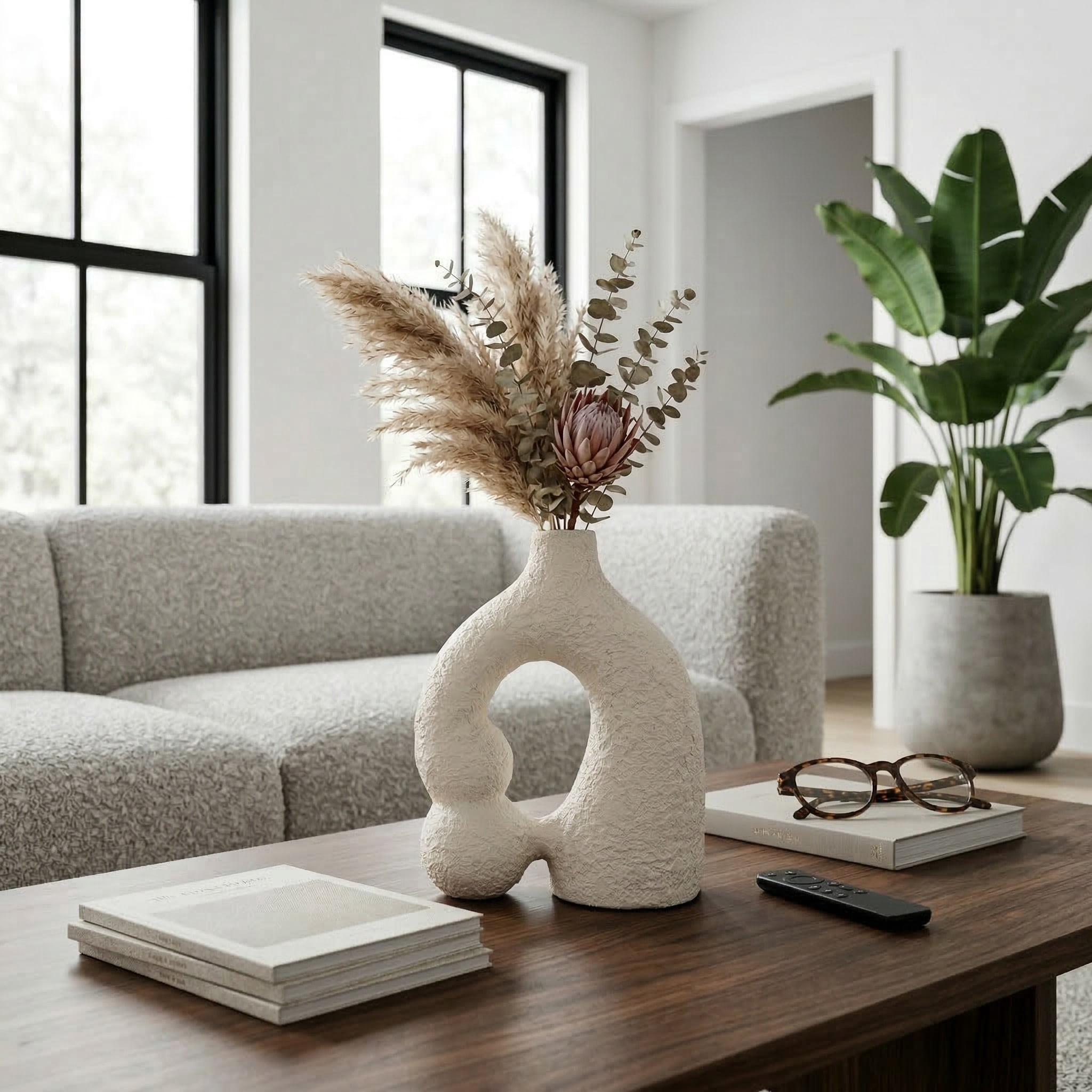 Abstract Ceramic Loop Vase for Living Room Decor - Terracotta Flower ...