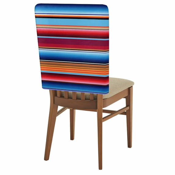 Abstract Chair Back Covers Set of 2 Colorful Mexican Stripe Blue Red ...