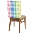 Abstract Chair Back Covers Set of 4 Gradient Color Plaid Removable ...
