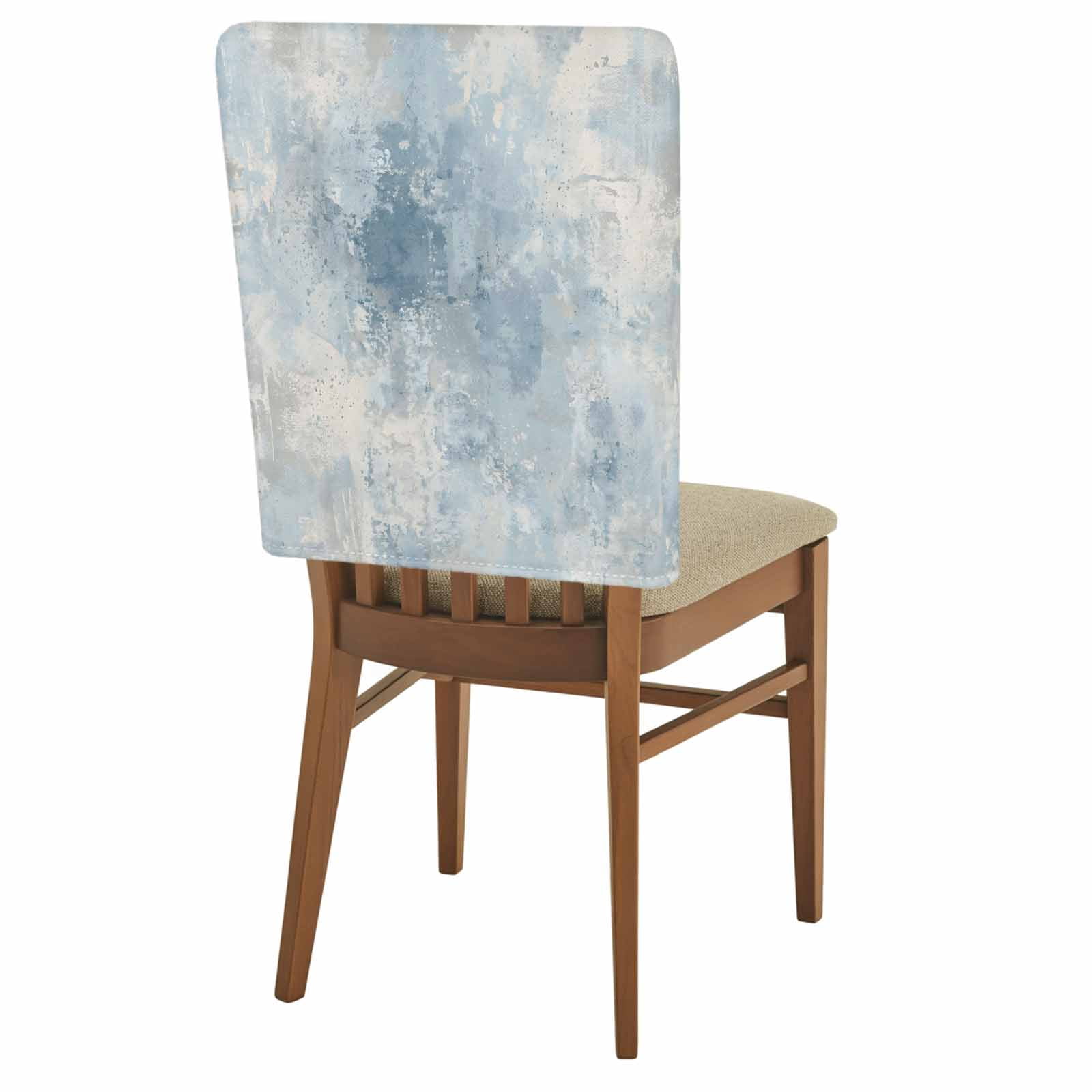 Abstract Chair Back Covers Set of 6 Vintage Blue Grey Mottled ...