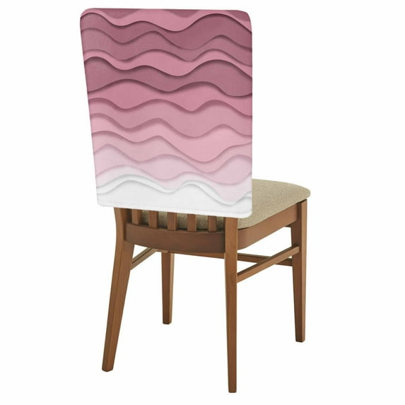 Abstract Chair Back Covers Set of 8, Pink Gradient Ocean Waves Sandy ...