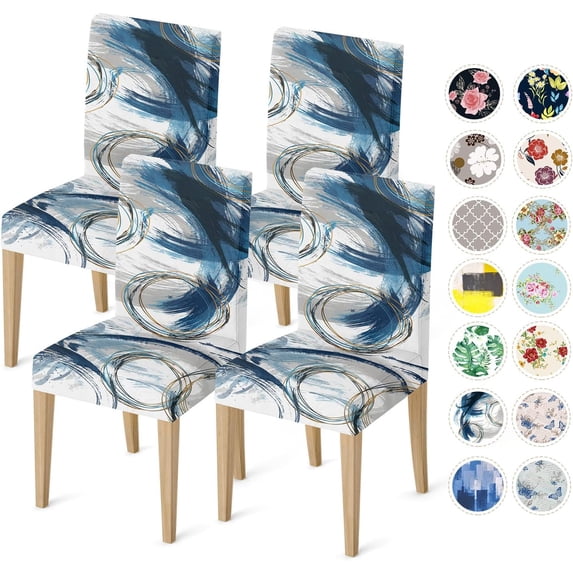 Abstract Chair Covers for Dining Room Set of 4, Dining Chairs Seat ...