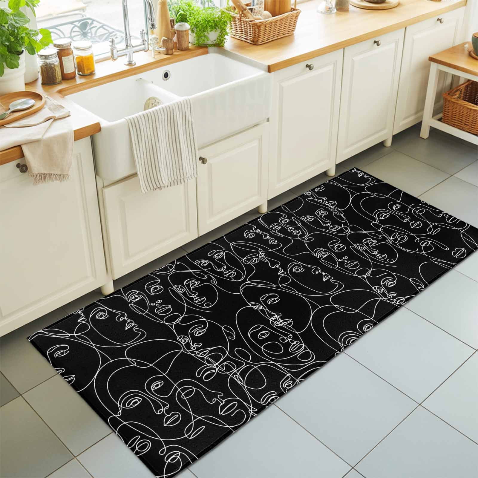 Abstract Character Face Modern Line Arts Rectangle Area Rug 2x6ft ...