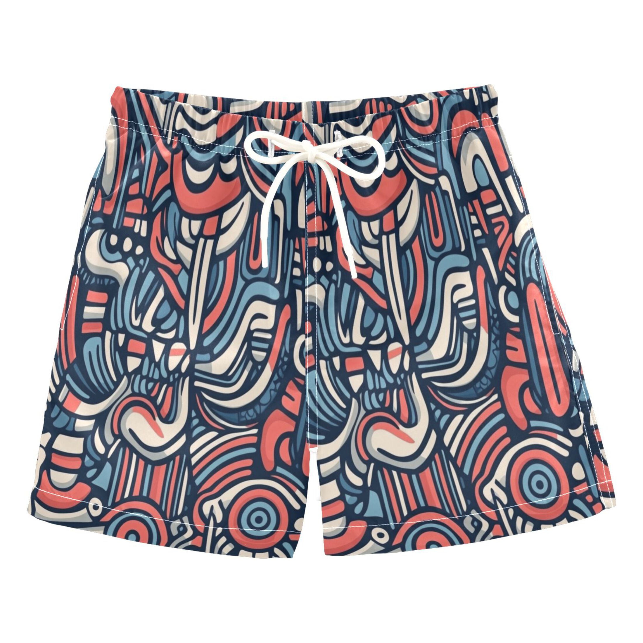 Abstract Character Patterns Boys' Swim Trunks Beach Pool Shorts Quick ...