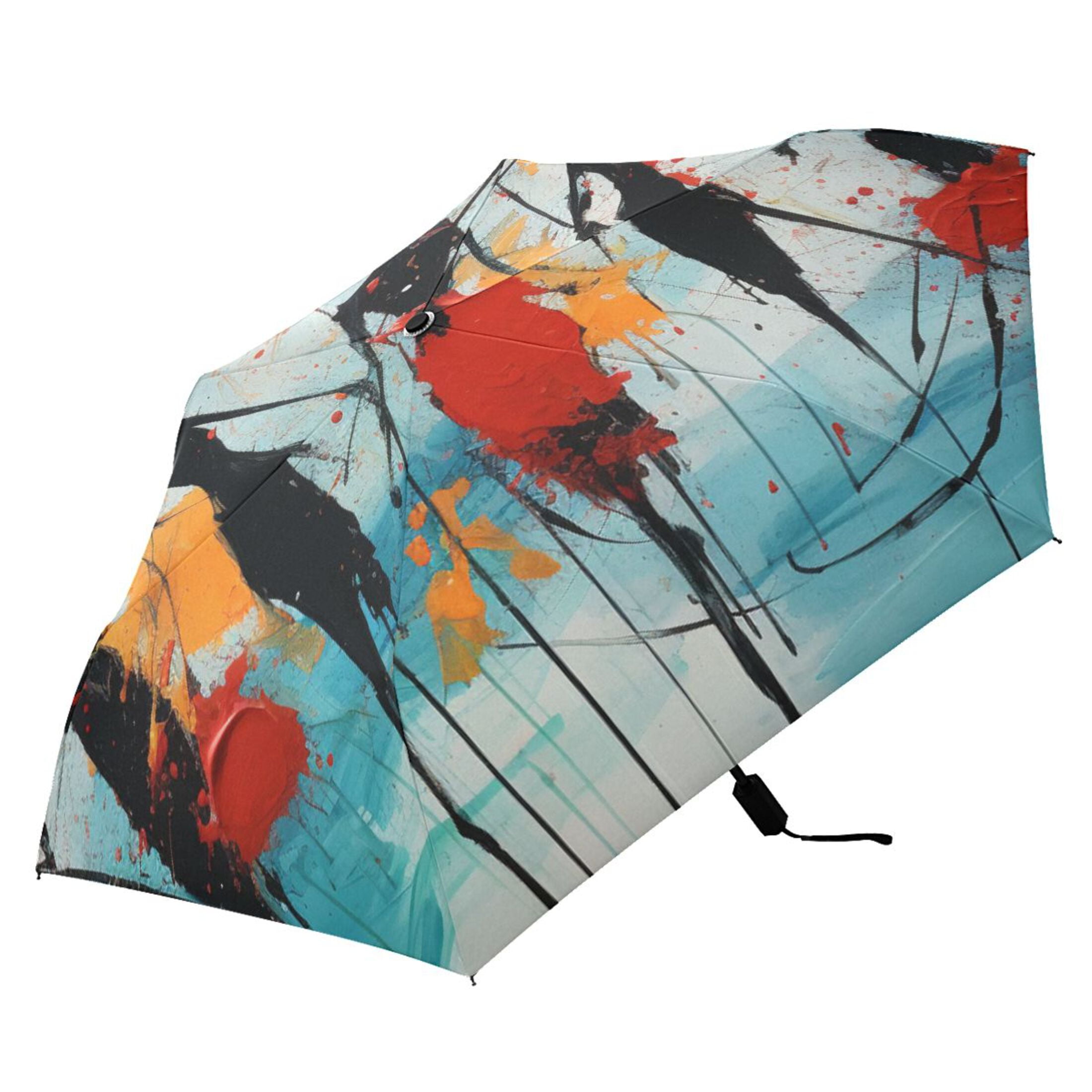 Abstract Characters Compact Folding Umbrella for Rain Windproof Travel ...