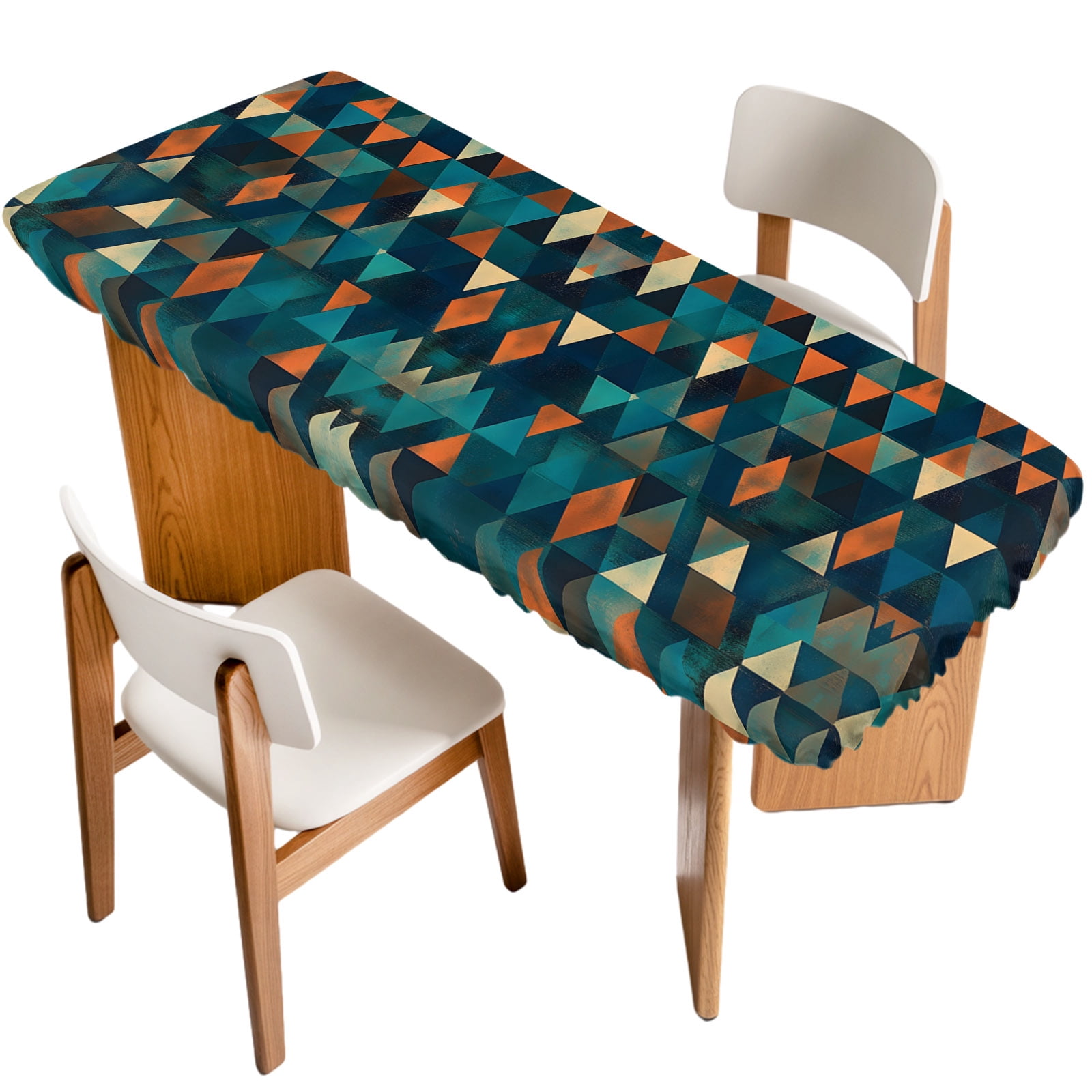 Abstract Check Texture Fitted Rectangle Tablecloth 32" x 96" Orange ...