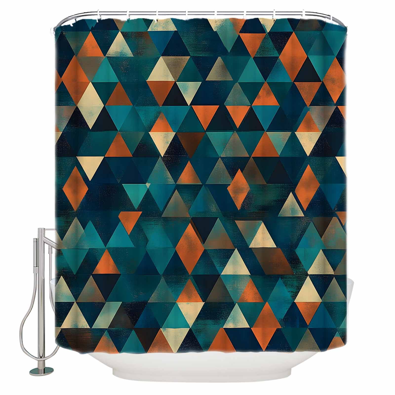 Abstract Check Texture Shower Curtain, 36" x 72", Orange Green Blue ...