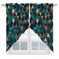 Abstract Check Texture Swag Curtain Valance for Window 2 Panels Orange ...