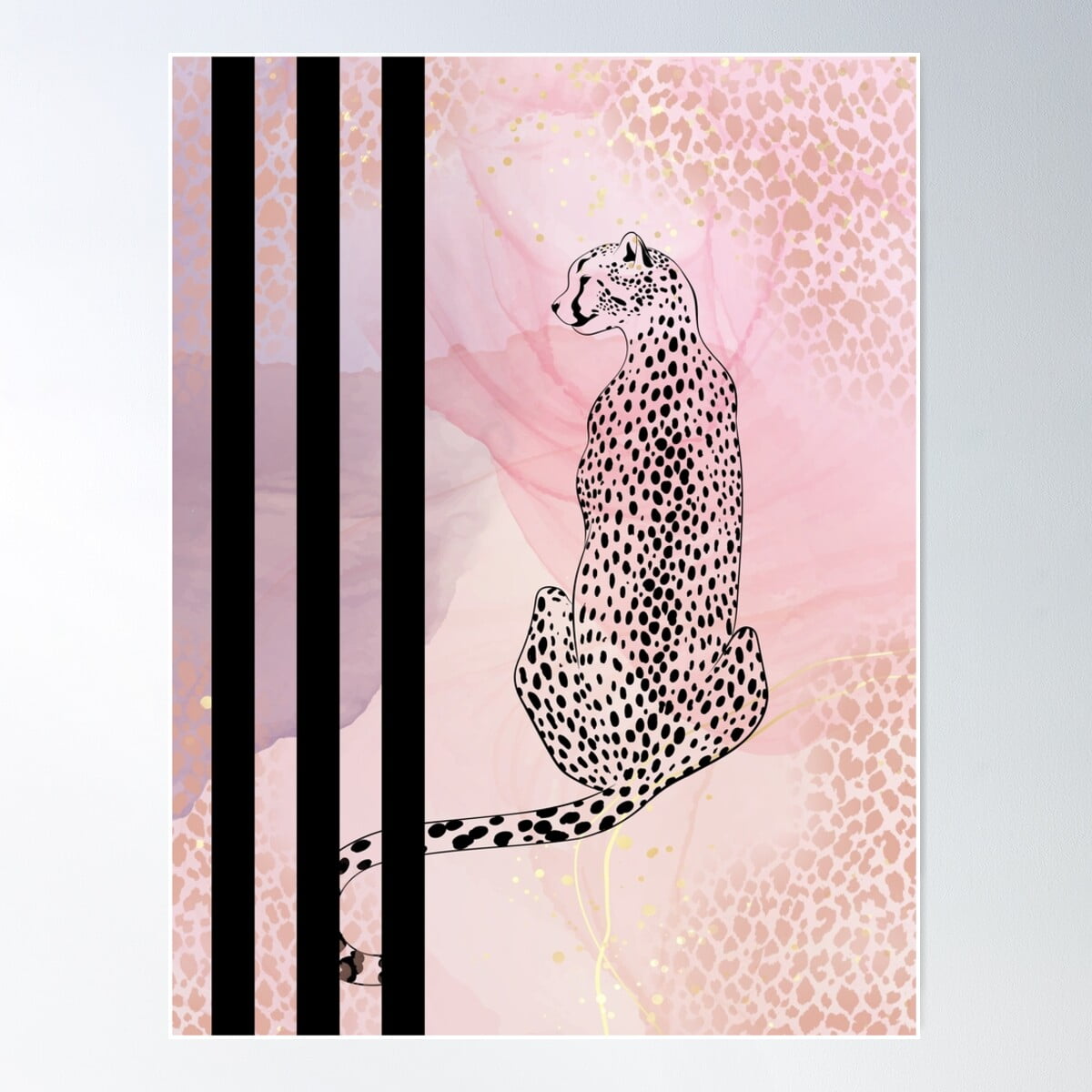 Abstract Cheetah On Pink Marble Poster Wall Art, Modern Wall Decor For ...