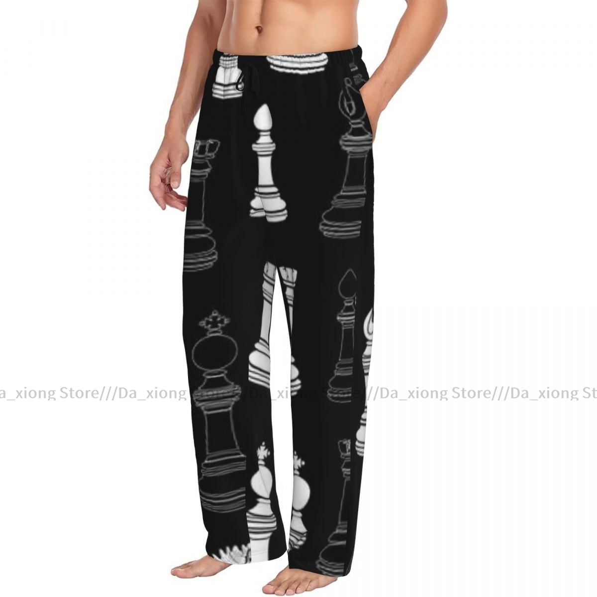 Abstract Chess Pieces With Blackboard Mens Pajamas Pyjamas Pants Lounge ...