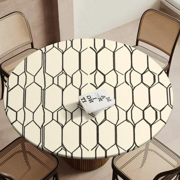 Abstract Chicken Wire Pattern Design Round Table Cover Kitchen Printed ...