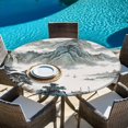 Abstract Chinese Mountains Trees Sailboats Round Fitted Tablecloth with ...