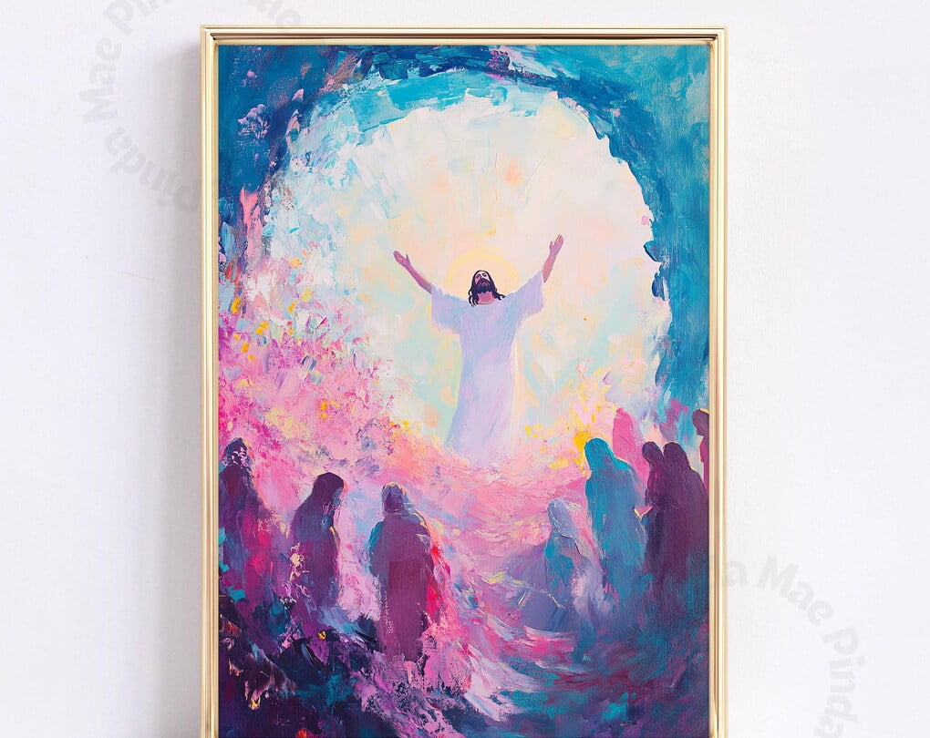 Abstract Christian Art, He Is Risen Art Print, Christian Easter ...