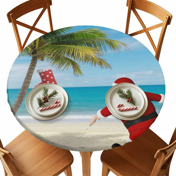 Abstract Christmas Santa Claus Fitted Round Tablecloths Table Covers 55 ...