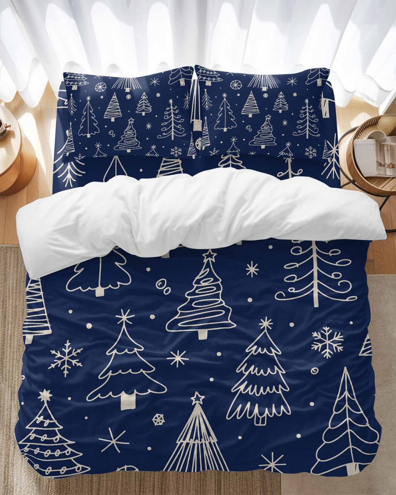 Abstract Christmas Tree Bedding Duvet Cover Set Full Size 4 Pieces ...