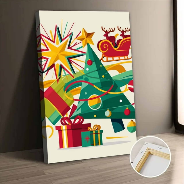 Abstract Christmas Tree Canvas Wall Art Print For Bedroom - Walmart.com