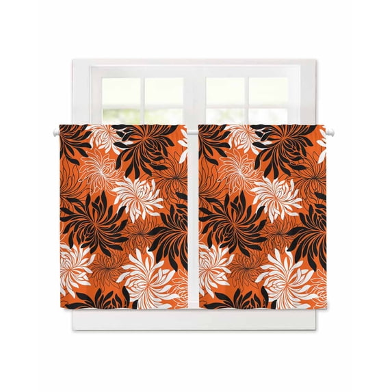 Abstract Chrysanthemum Flower Short Blackout Curtains 36 Inch Long ...