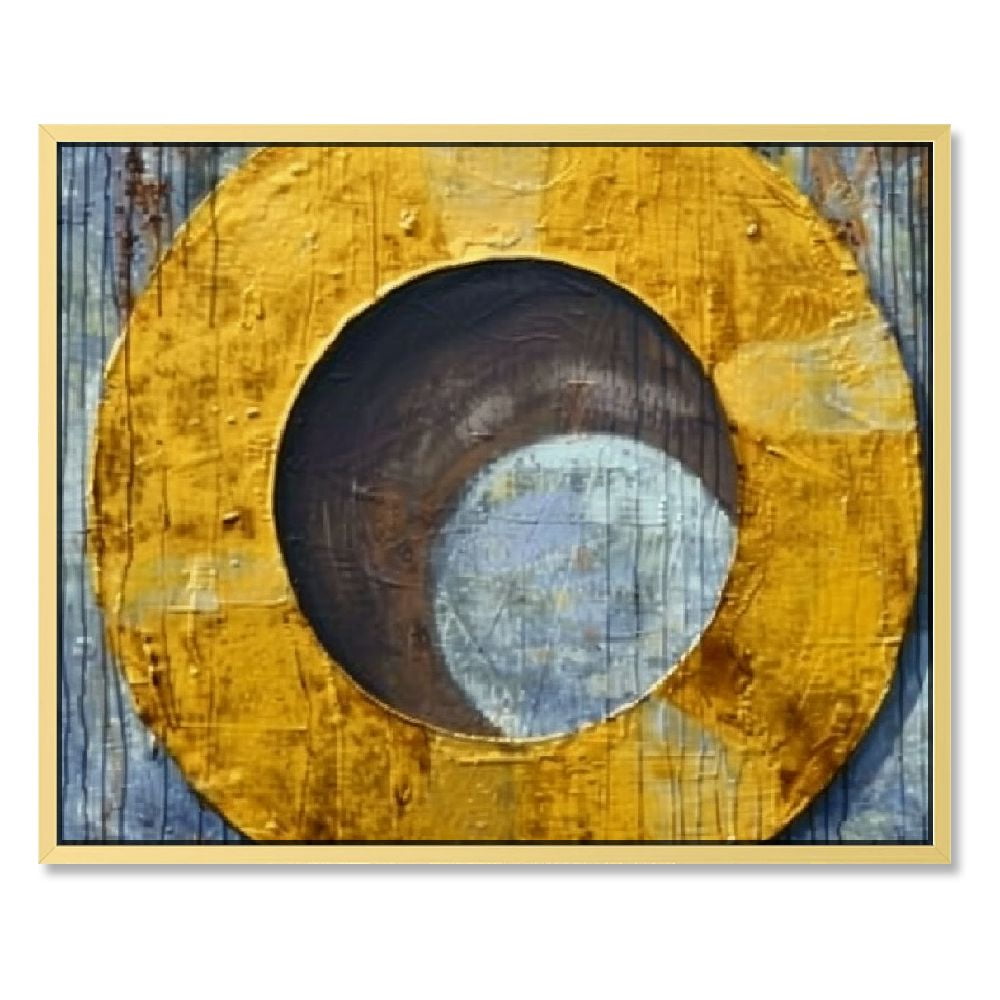 Abstract Circle Canvas Wall Art Yellow Geometric Modern Blocks Pictures ...