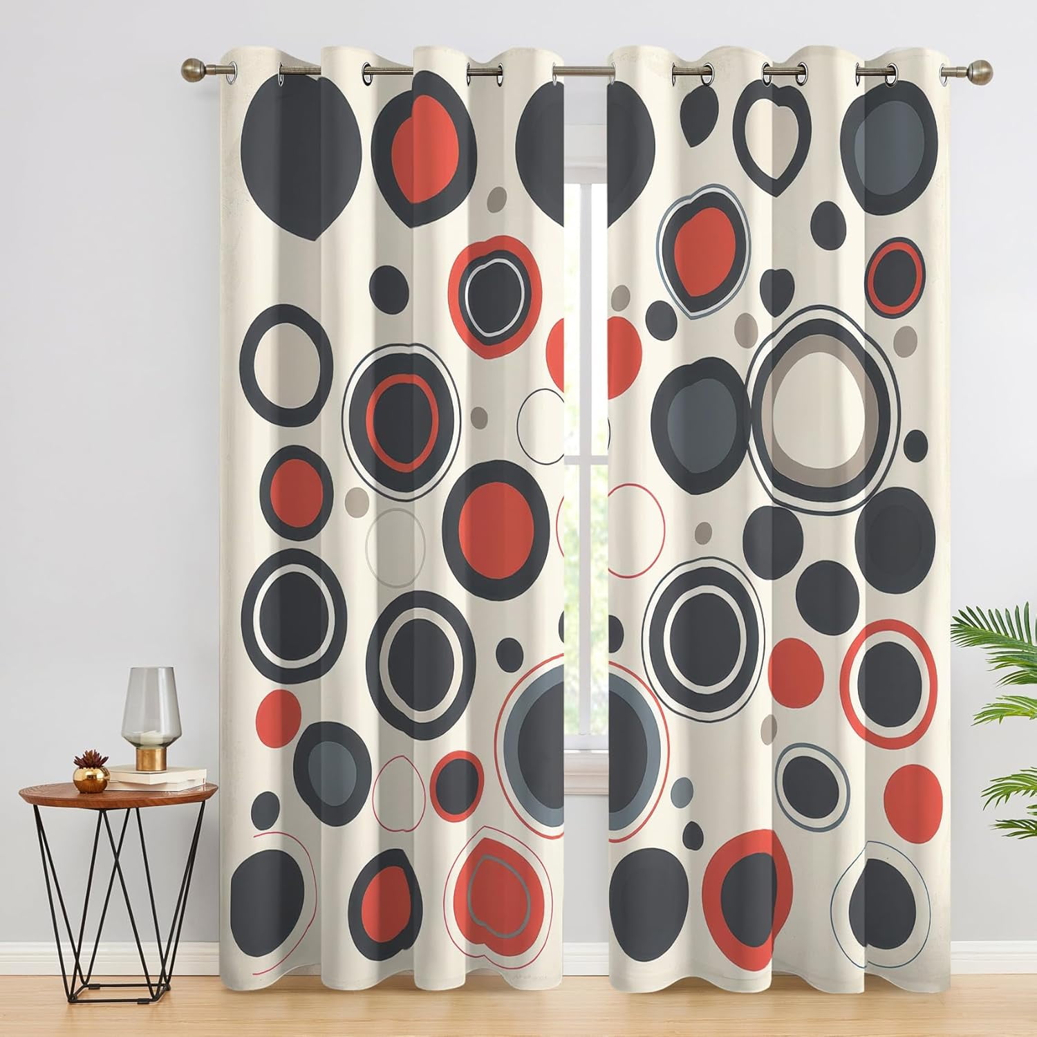 Abstract Circle Curtains for Bedroom, Mid Century Modern Curtain for ...
