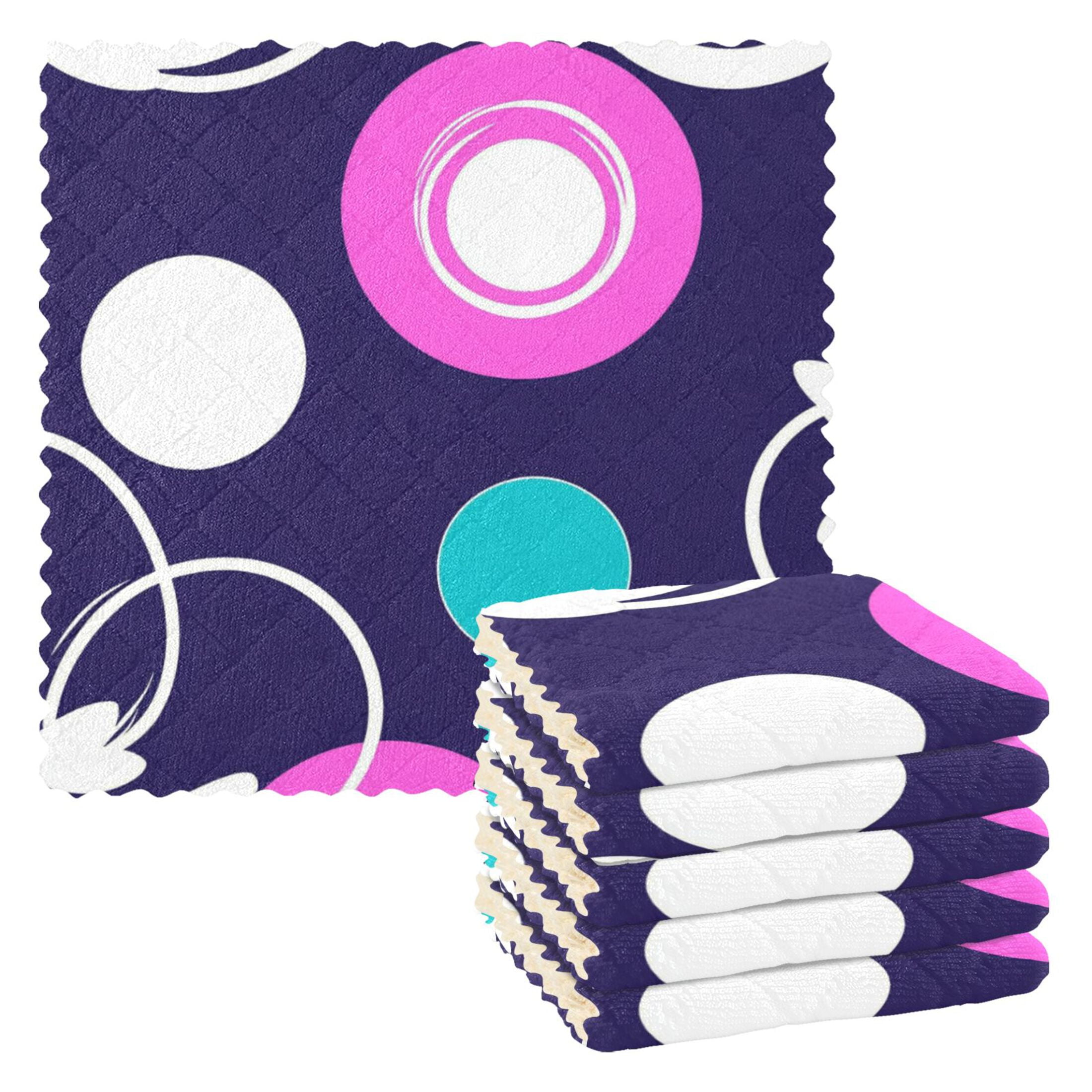 Abstract Circle Design Dish Towels 6 Pack Kitchen Cleaning Dish Cloths Absorbent Reuseable ...