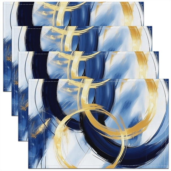 Abstract Circle Geometric Kids Placemats Set of 4,Ink Painting Tie-dye ...