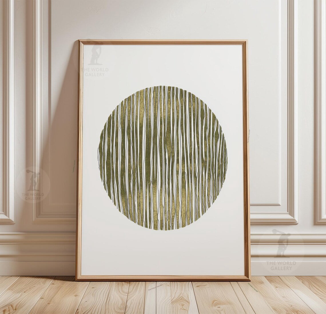 Abstract Circle Minimal Line Art Green Geometric Modern Scandinavian ...