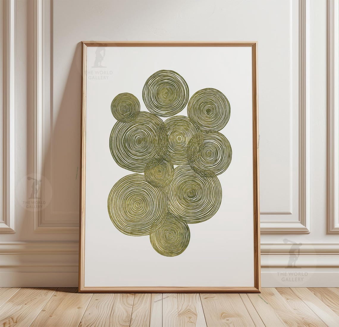 Abstract Circle Organic Spiral Line Art Green Minimal Modern ...