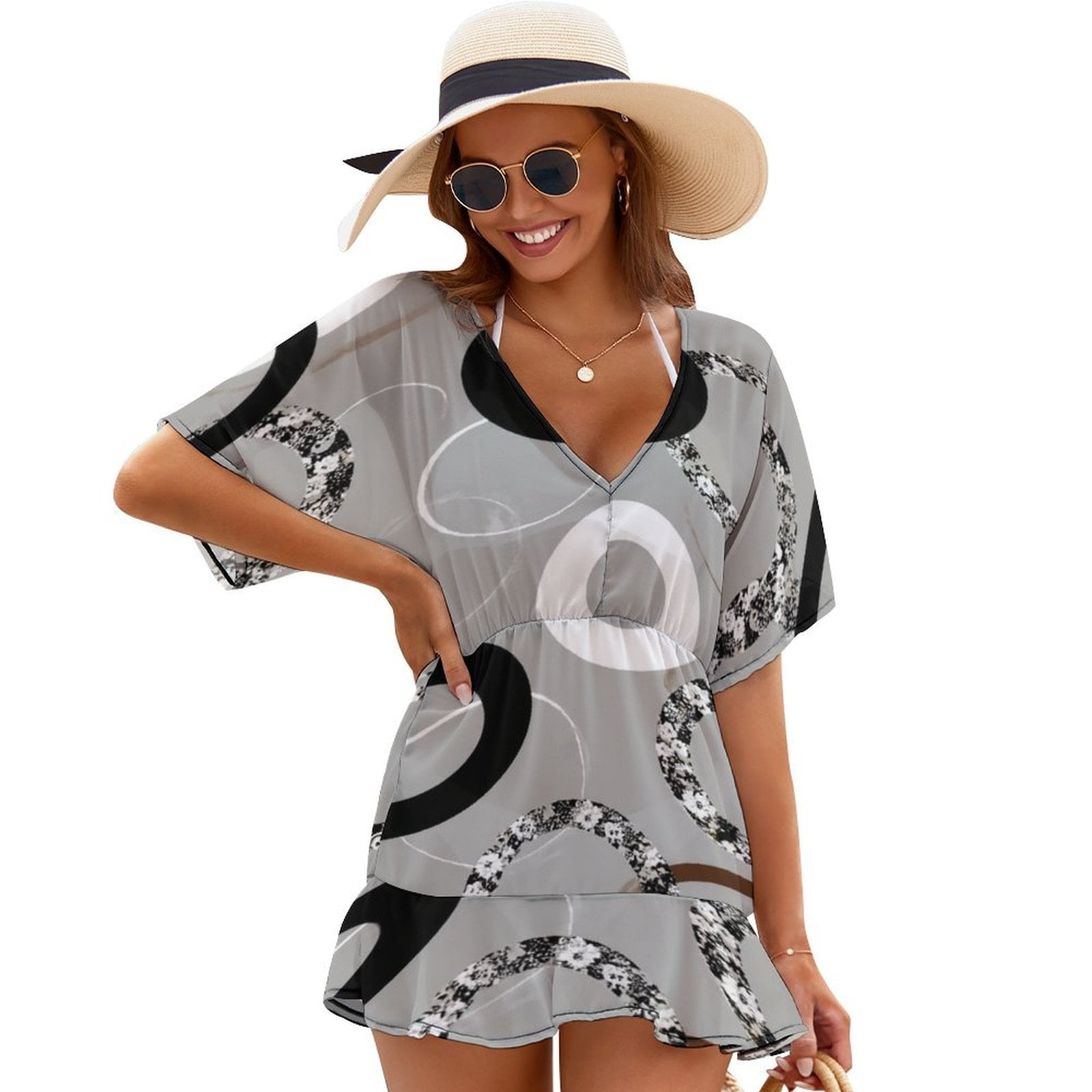 Abstract Circle Pattern Design Women's Luxury Party Dress Evening ...