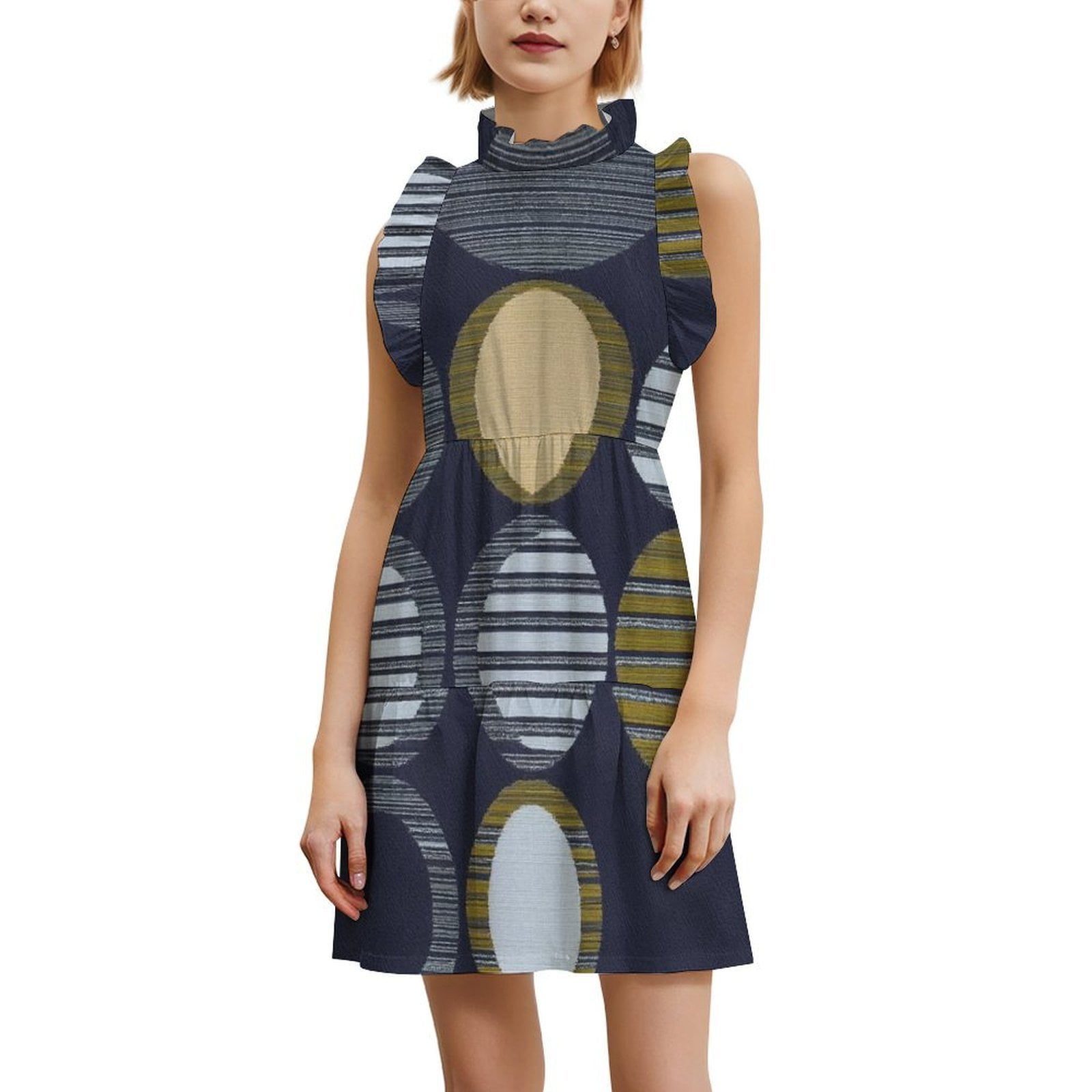 Abstract Circle Textile Design Women's Fashion Casual Dress Summer ...