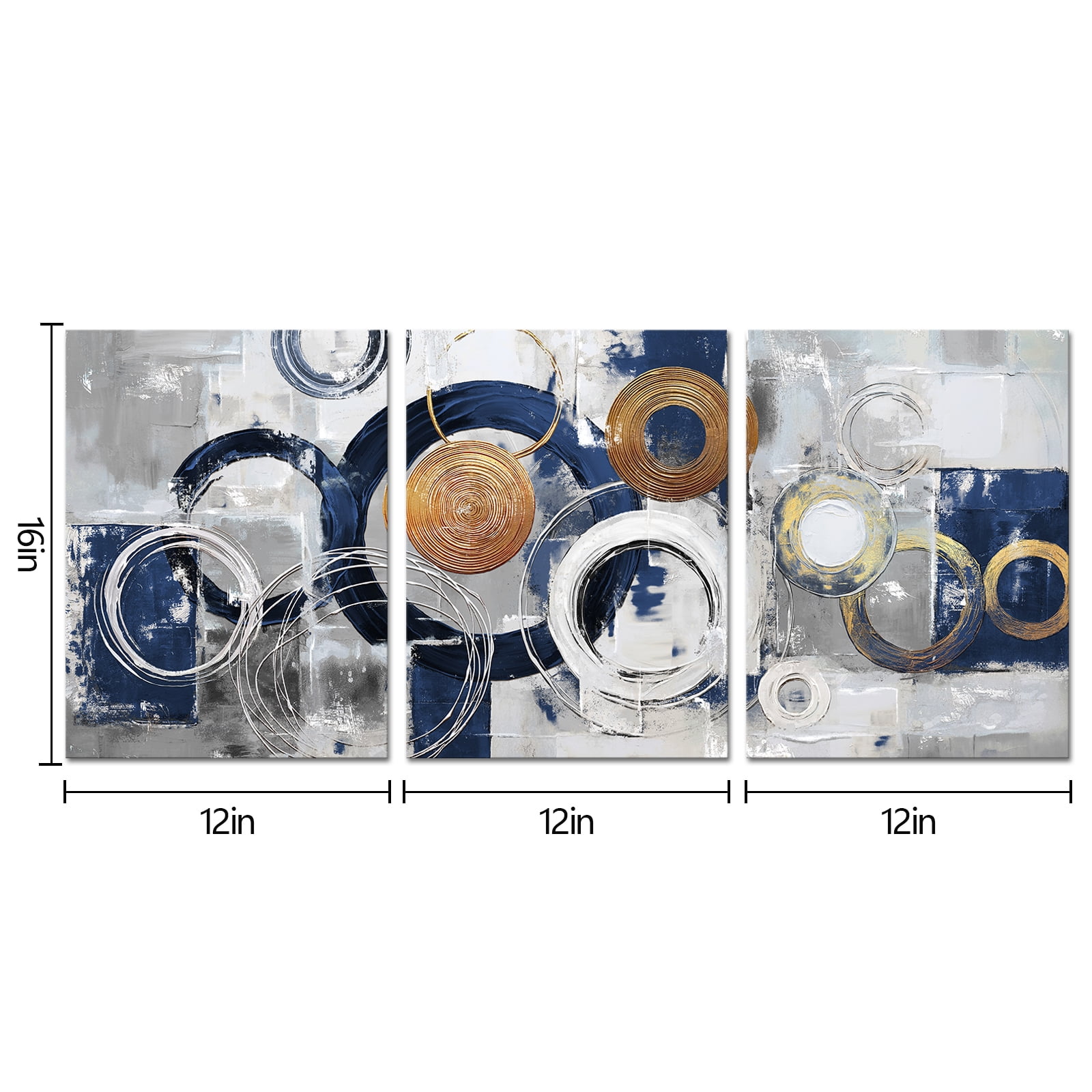 Apicoture Abstract Circle Wall Art ART -Circle Line, Blue and White ...