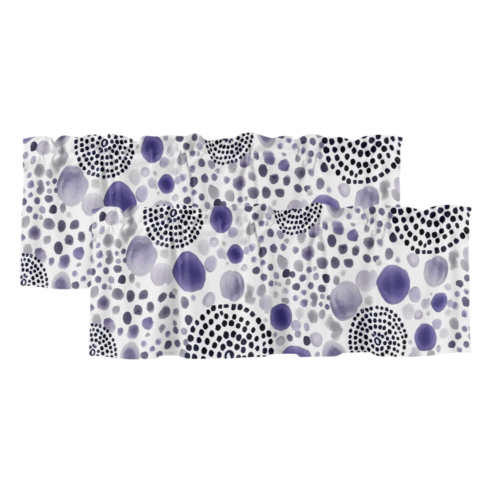 Abstract Circles 2 Panels Kitchen Valance, Modern Minimalist Purple ...
