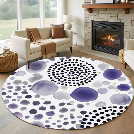 Abstract Circles 5FT Round Area Rugs for Living Room Modern Minimalist ...
