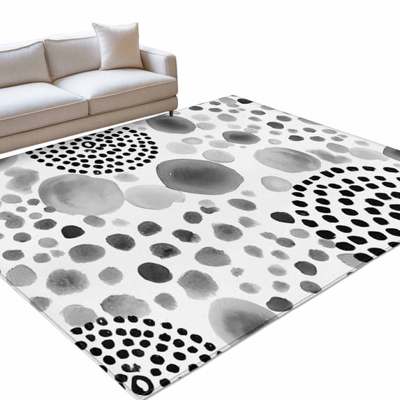 Abstract Circles Area Rugs 4x6ft Modern Minimalist Gray Black Cobalt ...