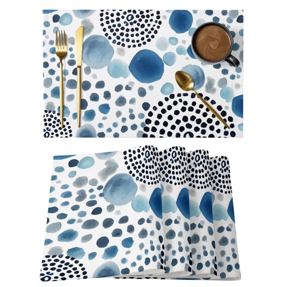 Abstract Circles Cotton Linen Placemats Set of 12, Modern Minimalist ...